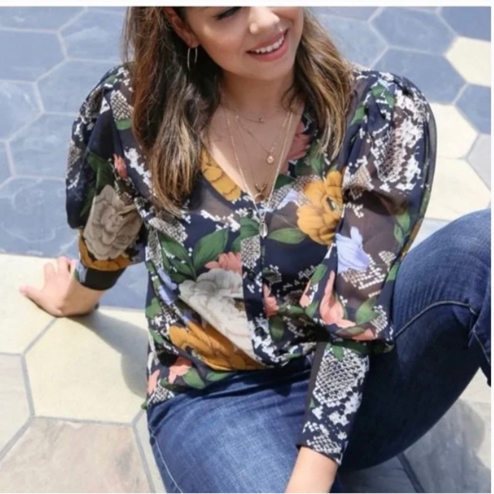 Cabi Snake Charmer Semi Sheer Blouse - Gem